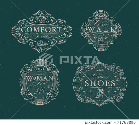 Shoes labels vintage green-插圖素材 [71768896] - PIXTA圖庫