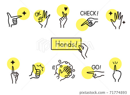 Illustrations of various hand movements (2 colors) - Stock Illustration ...