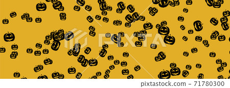 Pumpkin pattern on yellow background, Halloween... - Stock Illustration ...