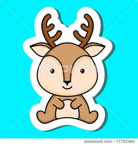 Cute cartoon sticker little deer logo template.... - Stock Illustration ...