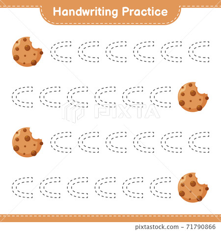 Handwriting practice. Tracing lines of Cookies.... - Stock Illustration ...