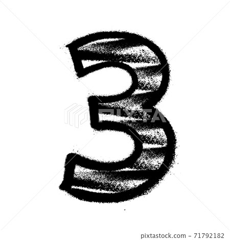 Digit 3. Graffiti alphabet with spray lines and... - Stock Illustration ...