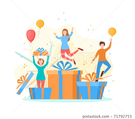 Cartoon Color Characters People and Receive a... - Stock Illustration ...