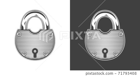 Vintage monochrome highly detailed lock... - Stock Illustration ...