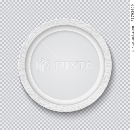 Realistic circle white wooden photo frame... - Stock Illustration ...