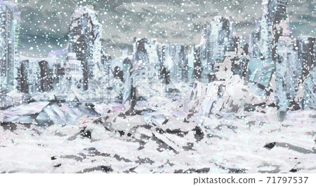 Snow falling after a nuclear war - Stock Illustration [71797537] - PIXTA