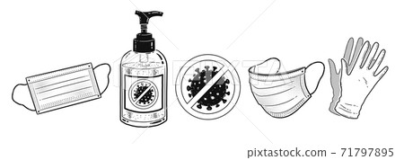 Vector illustration set of protection items - Stock Illustration ...
