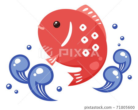 Illustration of cute sea bream and sea spray - Stock Illustration ...