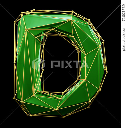 Capital latin letter D in low poly style green... - Stock Illustration ...