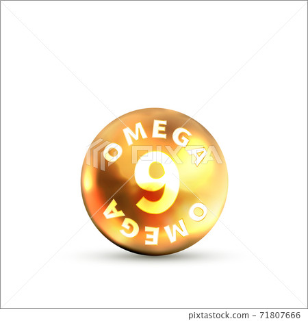 Bright glossy icon of omega 9 on white - Stock Illustration [71807666 ...