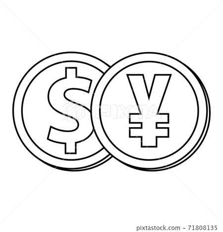 Isolated dollar yen coins draw - Stock Illustration [71808135] - PIXTA