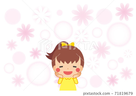 A little girl with her hands on her cheeks and... - Stock Illustration ...