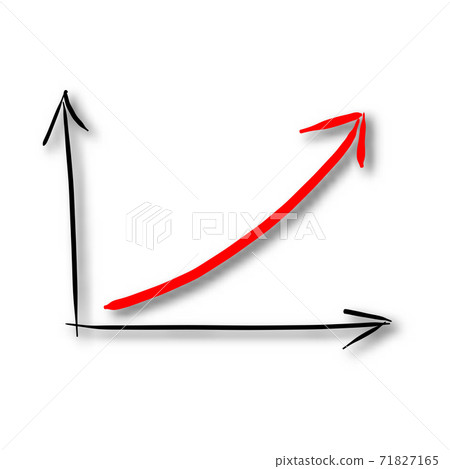 hand drawn graph and red arrow up with shadow... - Stock Illustration ...