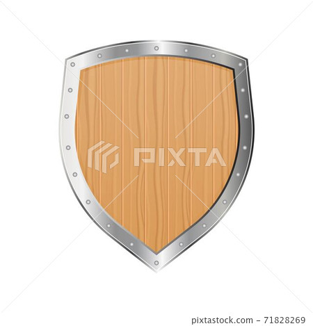 Medieval wooden shield vector illustration... - Stock Illustration ...