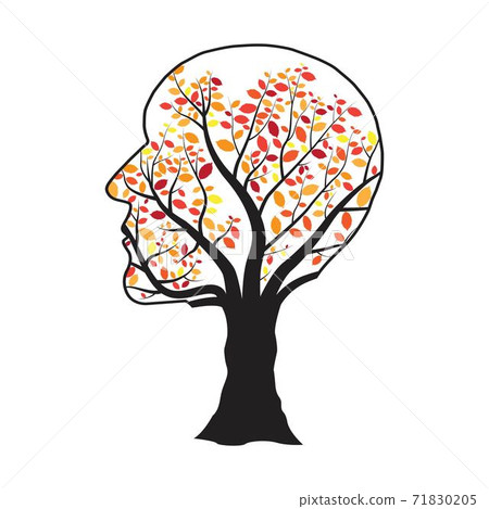 Human head tree vector illustration isolated on... - Stock Illustration ...