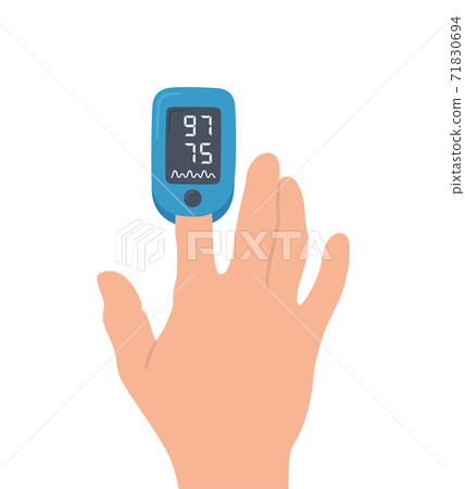 Pulse Oximeter on finger. Digital device to... - Stock Illustration ...
