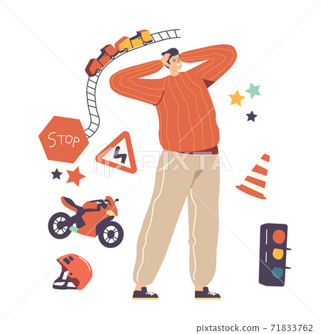 Excited Male Character Engage Adrenaline... - Stock Illustration ...