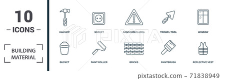 Building Material icon set. Monochrome sign... - Stock Illustration ...