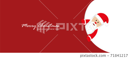 cute santa claus looks around the corner funny... - Stock Illustration ...