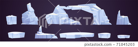 Cartoon ice floes, frozen iceberg pieces, glaciers - Stock Illustration ...