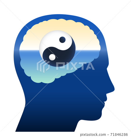 Yin Yang in human brain, symbol for balance,... - Stock Illustration ...