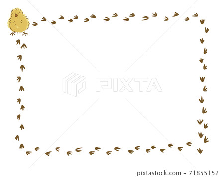 Hand-painted chick and footprint frame... - Stock Illustration ...