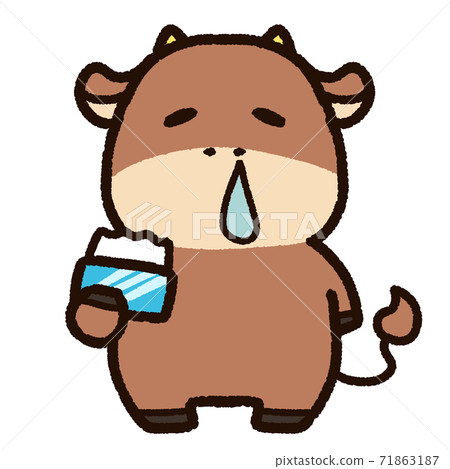 A cow character with a runny nose brown - Stock Illustration [71863187 ...