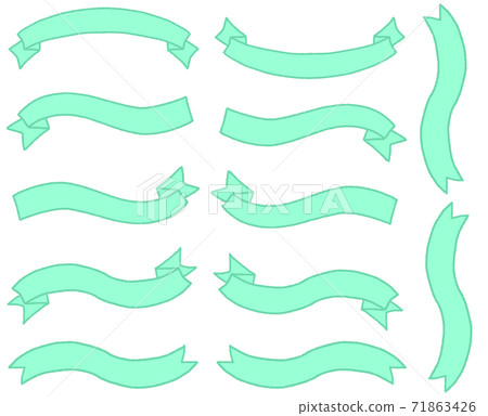 Blue-green ribbon decoration - Stock Illustration [71863426] - PIXTA