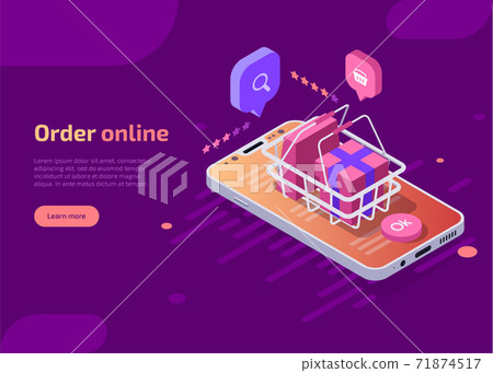 Order online shopping with basket, box and package - Stock Illustration ...