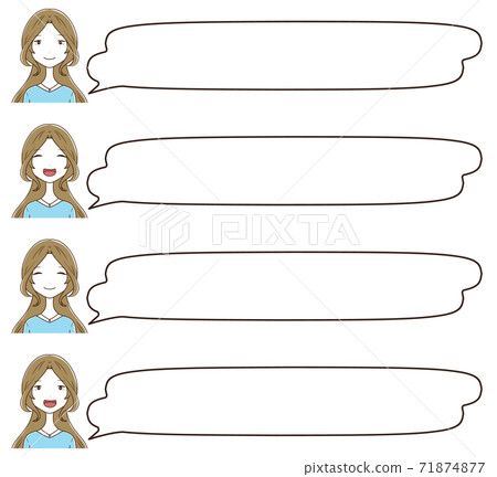 Horizontally long speech bubble and female face... - Stock Illustration ...