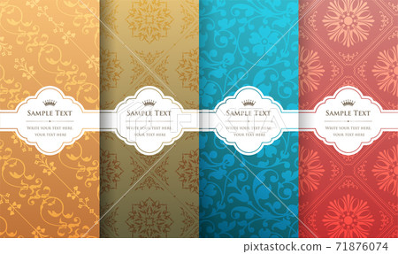 Seamless wallpaper set with label - Stock Illustration [71876074] - PIXTA