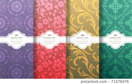 Seamless wallpaper set with label - Stock Illustration [71876076] - PIXTA