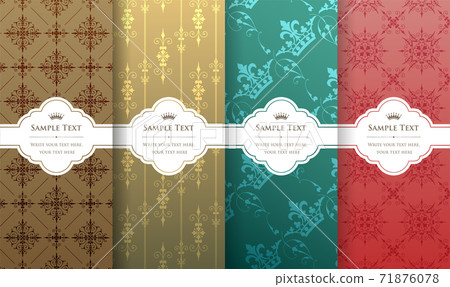 Seamless wallpaper set with label - Stock Illustration [71876078] - PIXTA