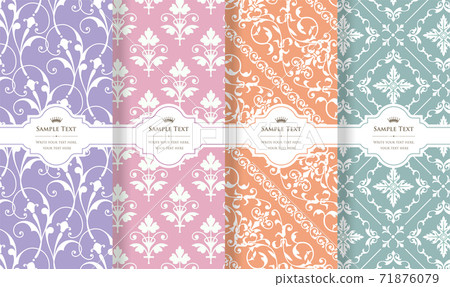 Seamless wallpaper set with label - Stock Illustration [71876079] - PIXTA