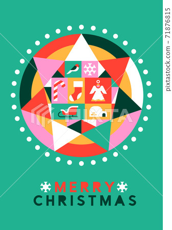 Merry Christmas geometric icon star ornament card - Stock Illustration ...