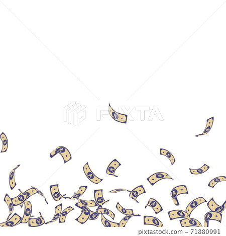 Chinese yuan notes falling. Sparse CNY bills on wh - Stock Illustration ...