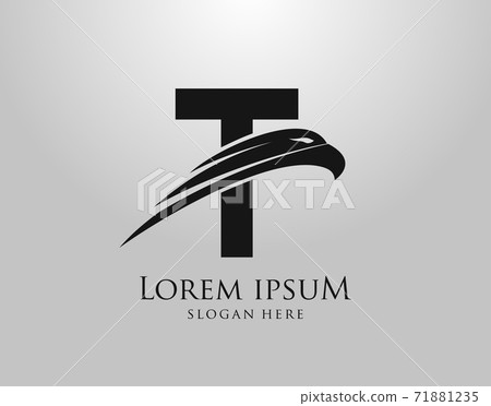 Initial T Letter Eagle Logo Icon with Creative... - Stock Illustration ...