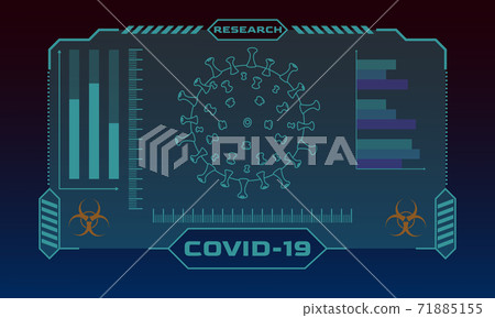 Futuristic Covid-19 research monitor with... - Stock Illustration ...