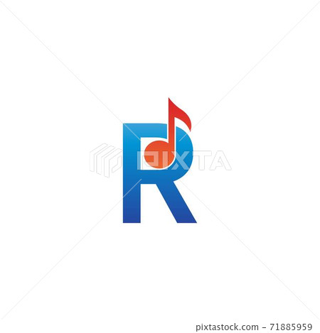 Letter R logo icon combined with note musical... - Stock Illustration ...