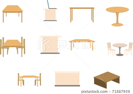 Cute and simple table illustration set - Stock Illustration [71887939 ...