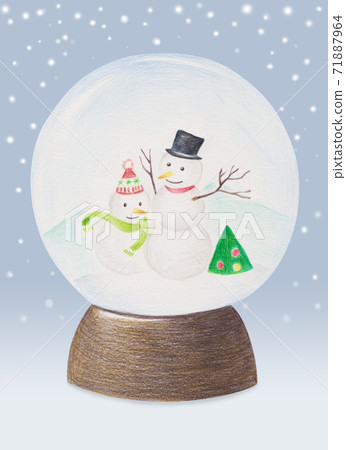 Christmas Colored Pencil Drawing-Snowball - Stock Illustration ...