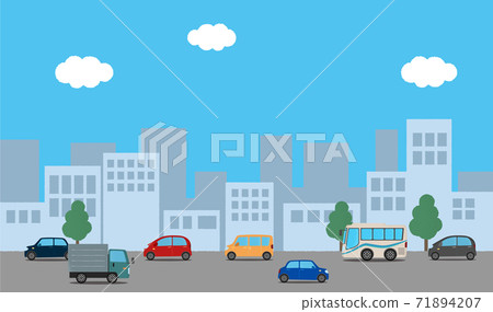 Vector illustration of a city where cars run - Stock Illustration ...
