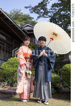 Backed by a Japanese house built in the Taisho era - Stock Photo ...