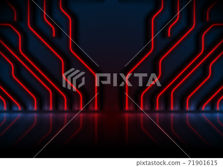 Blue red neon circuit board technology background - Stock Illustration ...