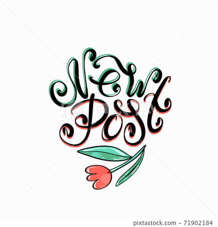 New post beautiful lettering handwritten flat... - Stock Illustration ...
