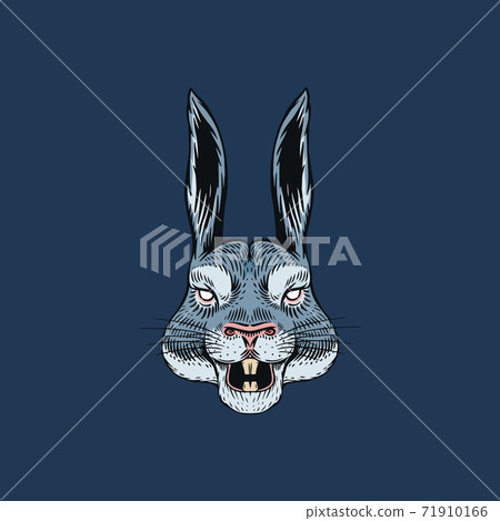 Screaming Hare or mad rabbit for tattoo or... - Stock Illustration ...