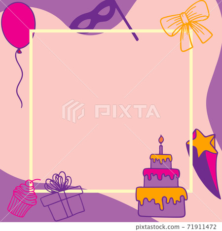 Birthday and party card in square vector - Stock Illustration [71911472 ...