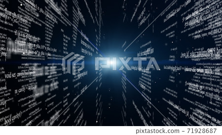 Blocks of program code flying in virtual space - Stock Illustration ...