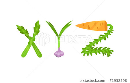 Veggie English Alphabet Letters Made from Fresh... - Stock Illustration ...