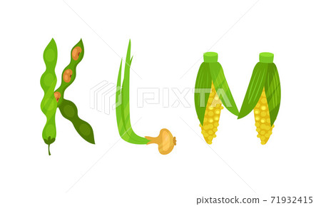 Veggie English Alphabet Letters Made from Fresh... - Stock Illustration ...